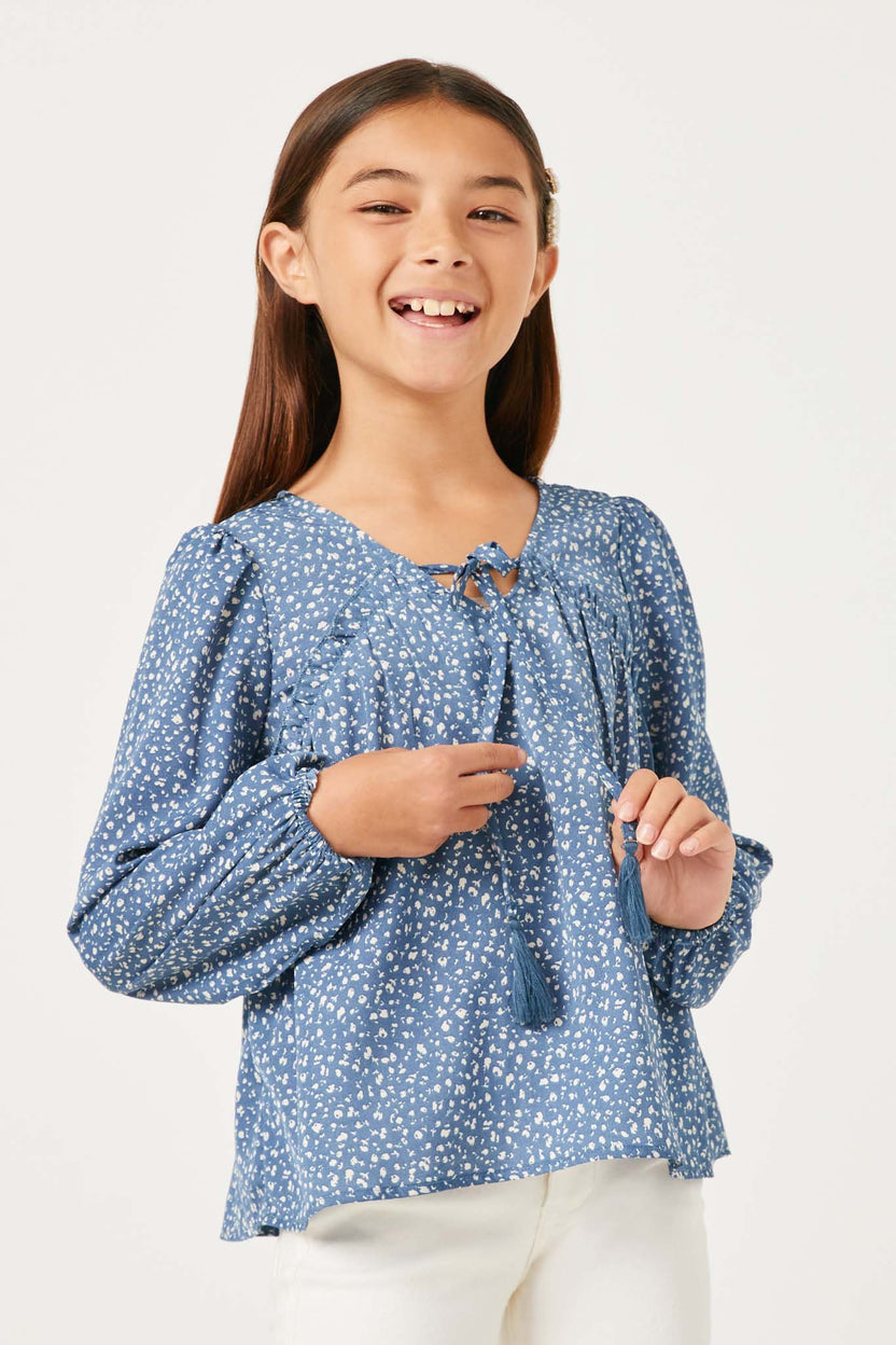 Girls Blue Tassel Top | Cute Girls' Clothes – Hayden Girls
