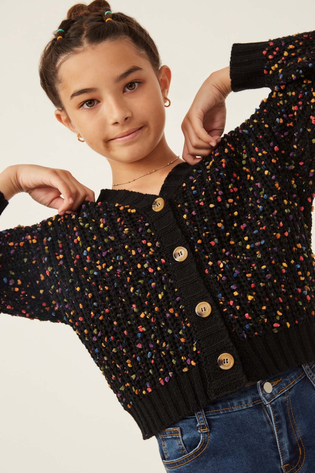 Girls Confetti Knit Buttoned Cardigan | Cute Girls' Clothes – Hayden Girls